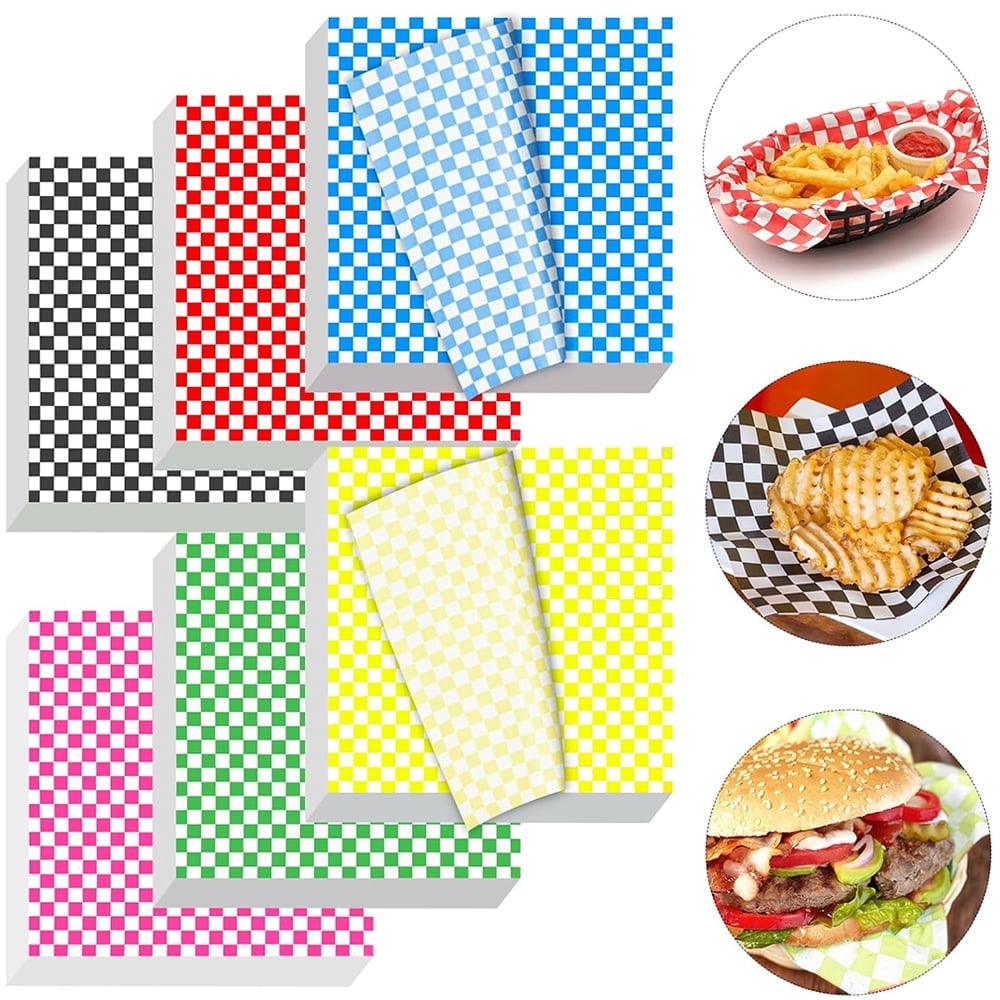 120Pcs Wax Paper Sheets for Food, 12x12 In Variety Pack Checkered Food ...