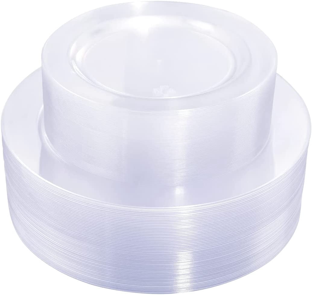 120Pieces Clear Plastic Plates - Premium Clear Disposable Plates ...