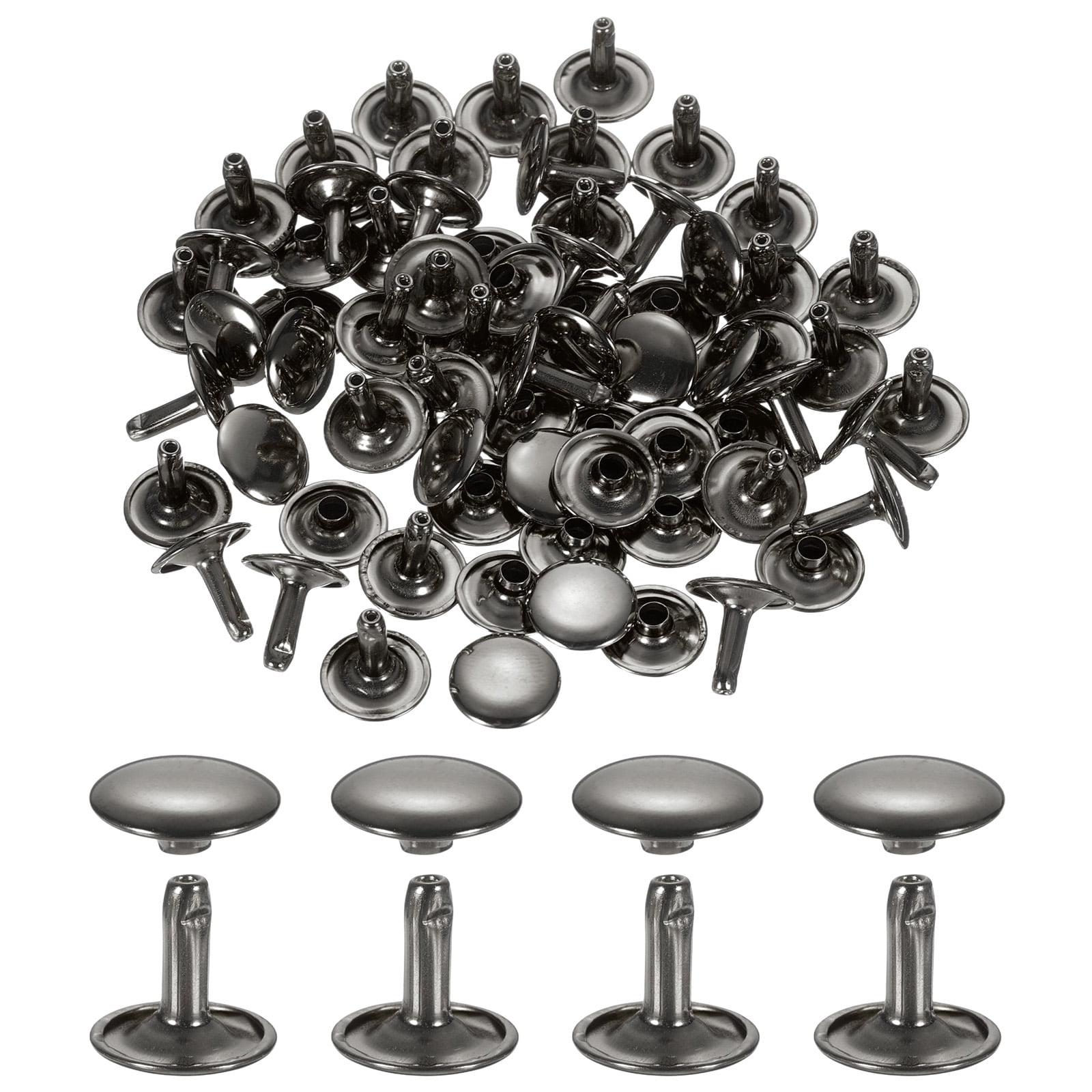 120Set Leather Rivets, 10mm Double Cap Rivet Tubular Metal Studs ...