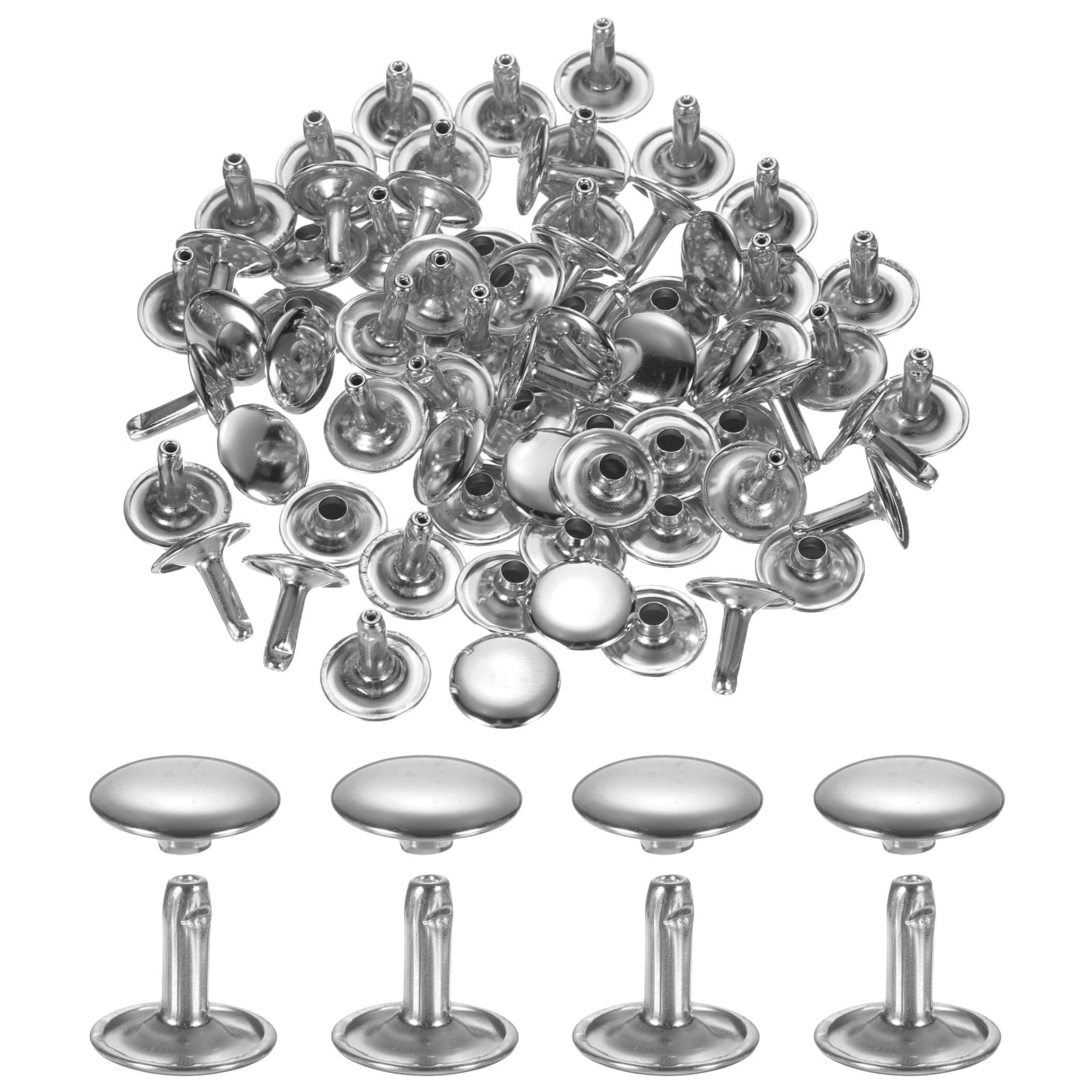 120Set Leather Rivets, 10mm Double Cap Rivet Tubular Metal Studs ...
