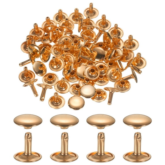 120Set Leather Rivets, 12mm Double Cap Rivet Tubular Metal Studs, Light ...