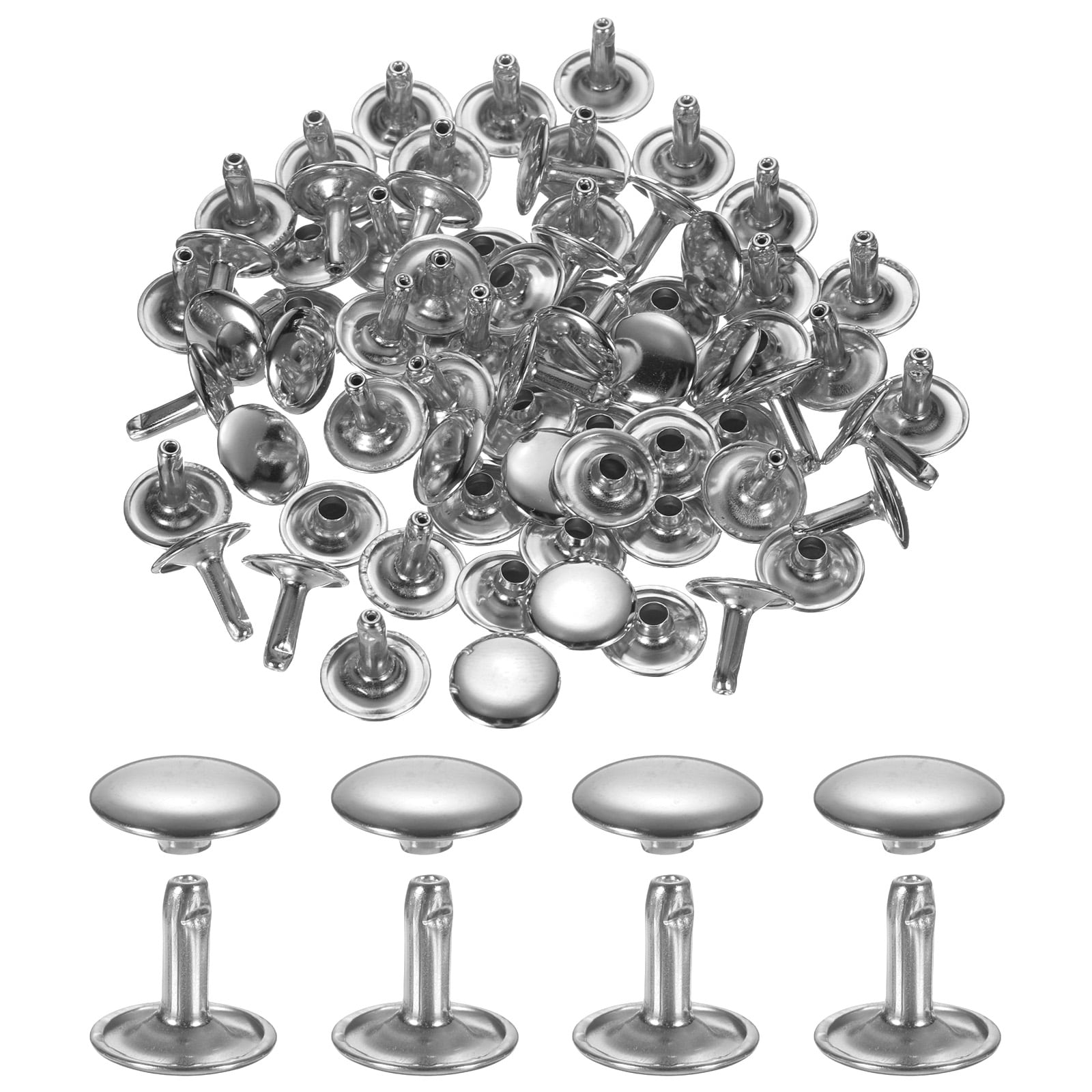 120Set Leather Rivets, 12mm Double Cap Rivet Tubular Metal Studs ...