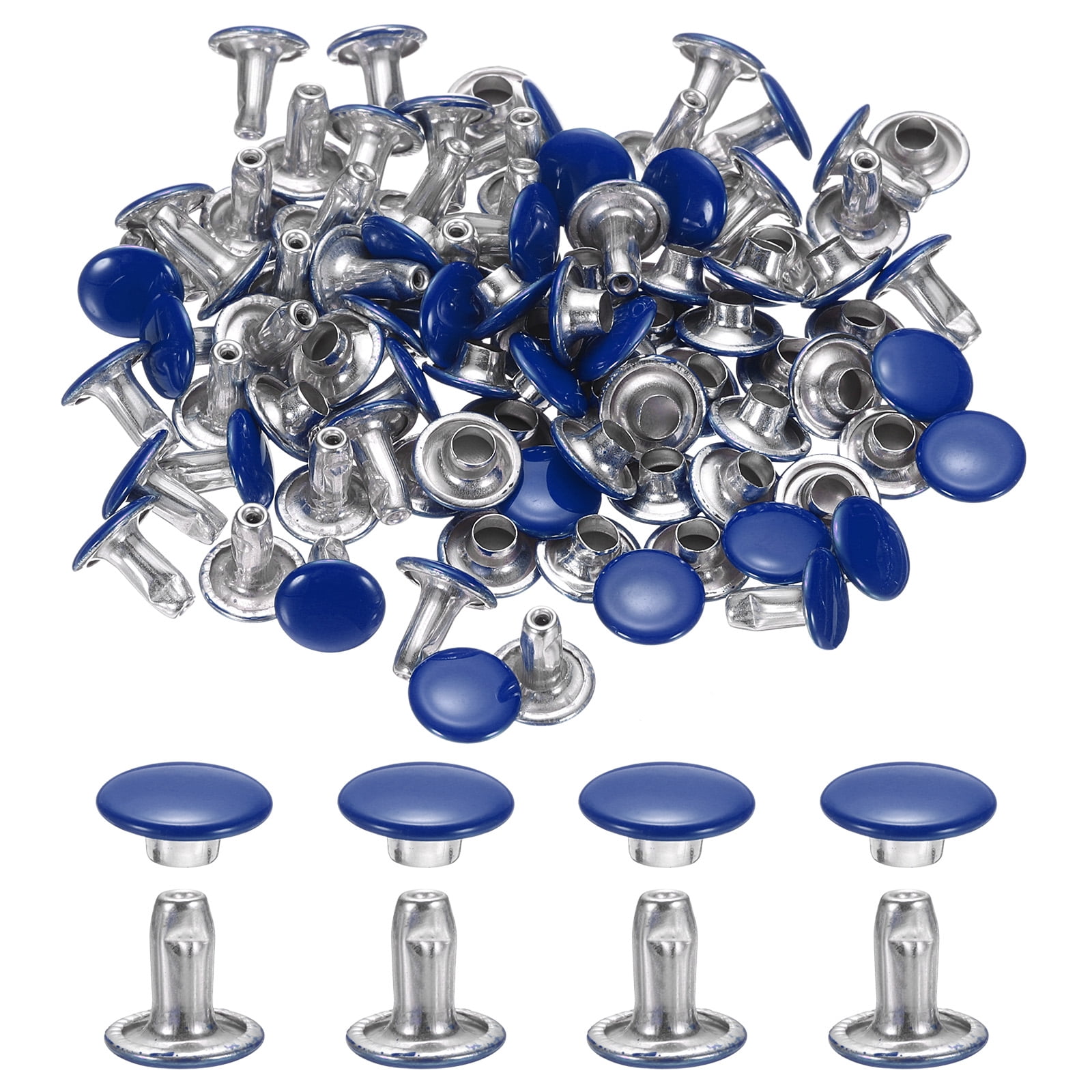 120Set Leather Rivets, 8mm Double Cap Rivet Tubular Metal Studs, Deep ...