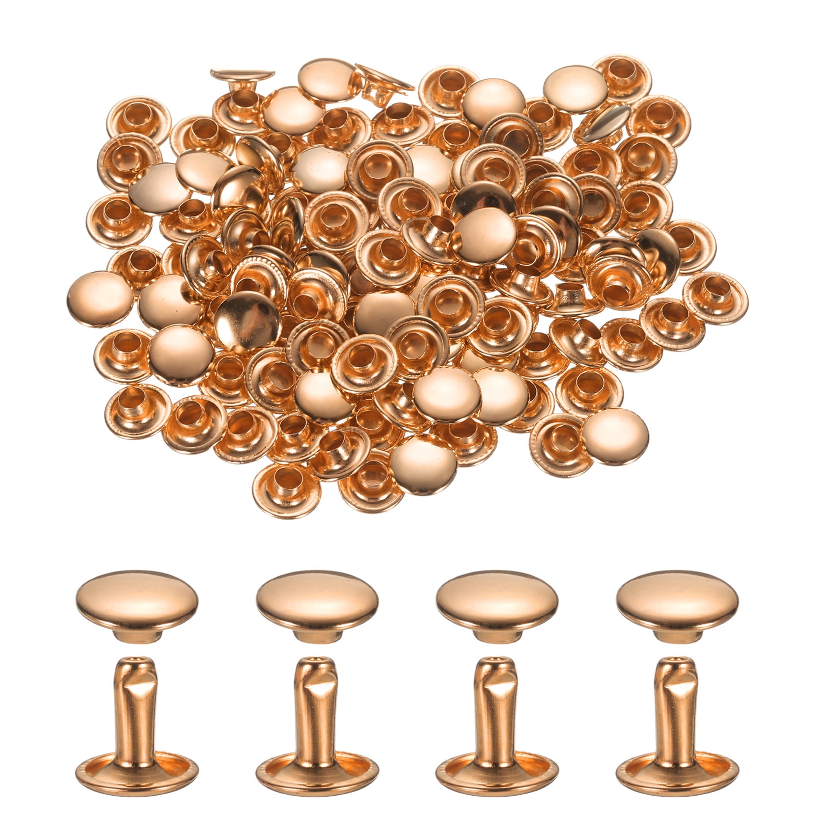 120Set Leather Rivets, 8mm Double Cap Rivet Tubular Metal Studs, Light ...