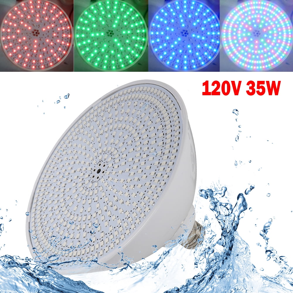 120V 35W RGB LED Pool Lights IP64 Waterproof 7 Color Changing Swimming Pool Light with Remote ...