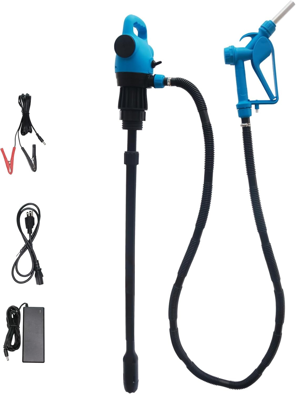 120V AC / 12V DC Electric Drum Pump, 55 Gallon Barrel Fuel Pumps with 2 ...