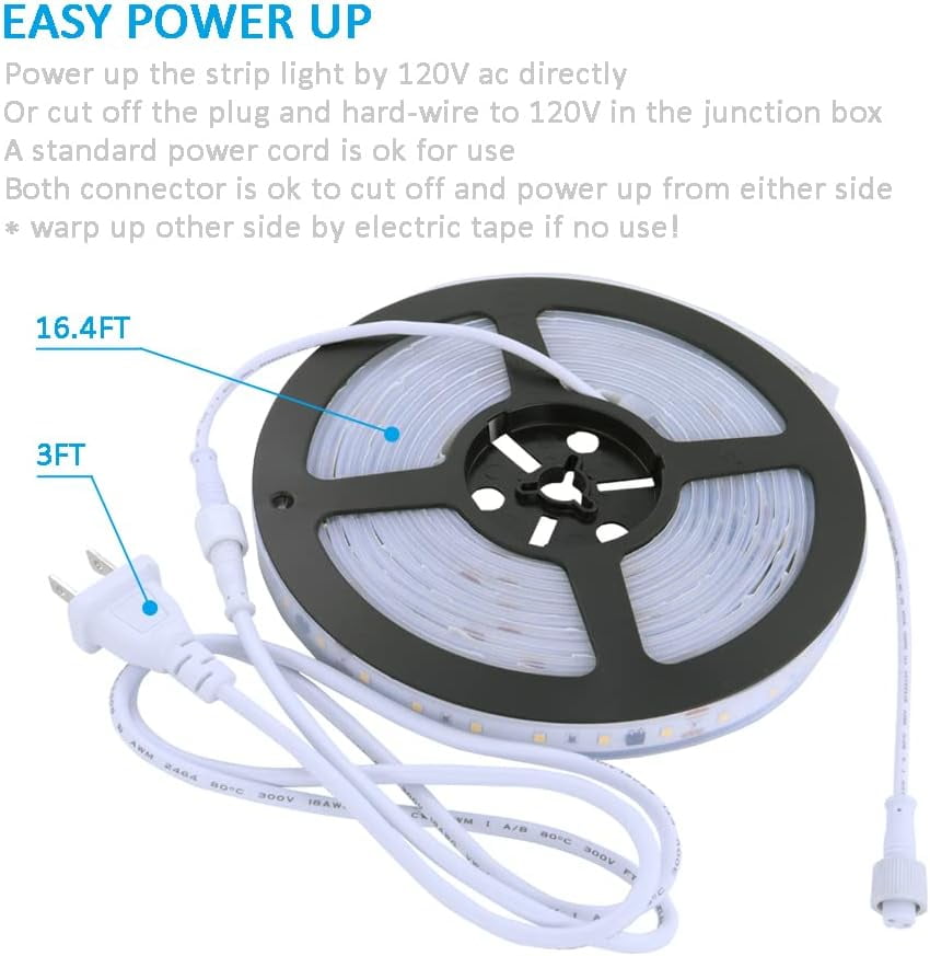 120V Dimmable LED Strip Light 2000K Amber Yellow Color, Dimming by Wall ...