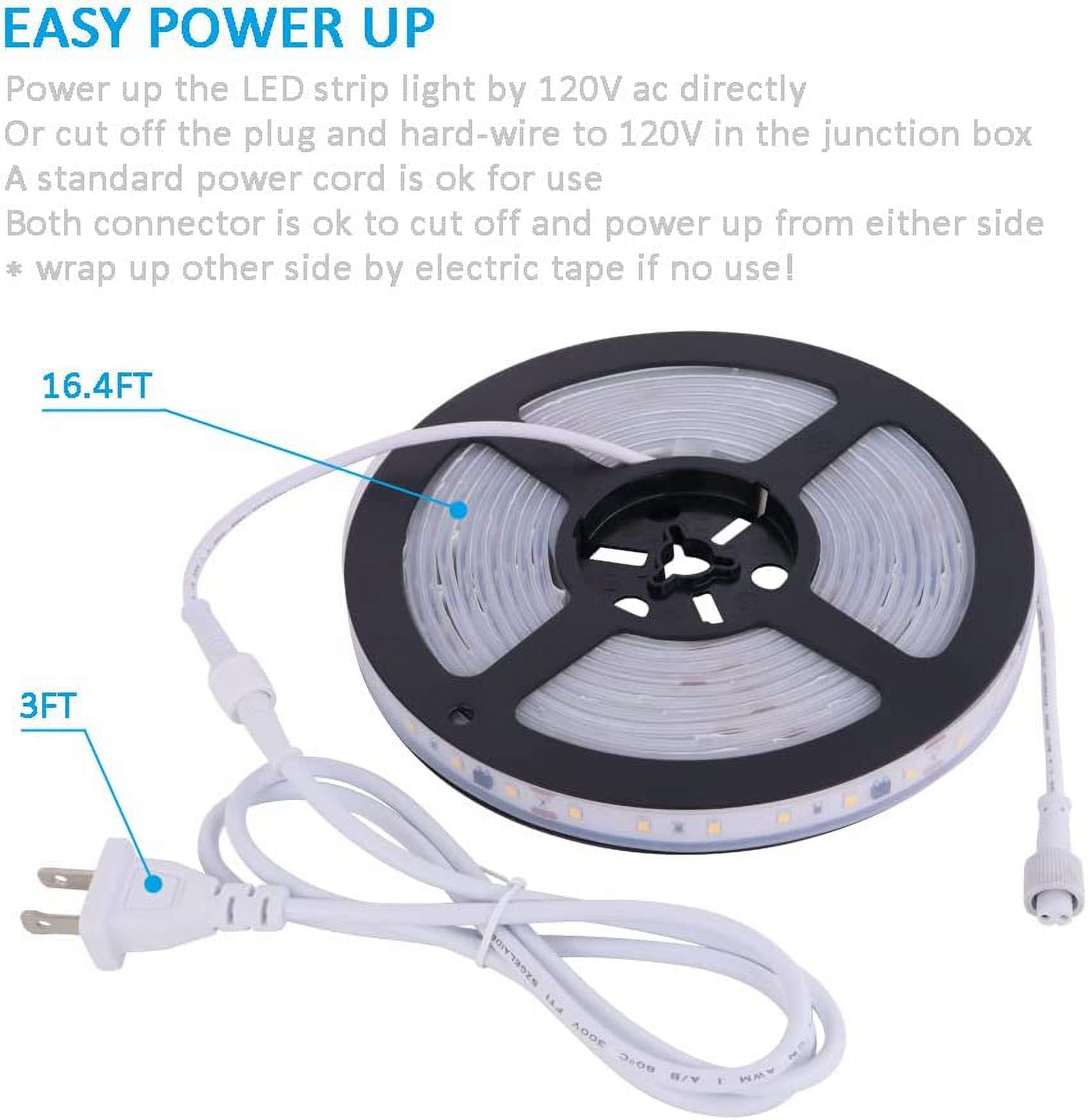 120V LED Strip Light Dimmable by Wall Dimmer Switch, Waterproof IP65 ...