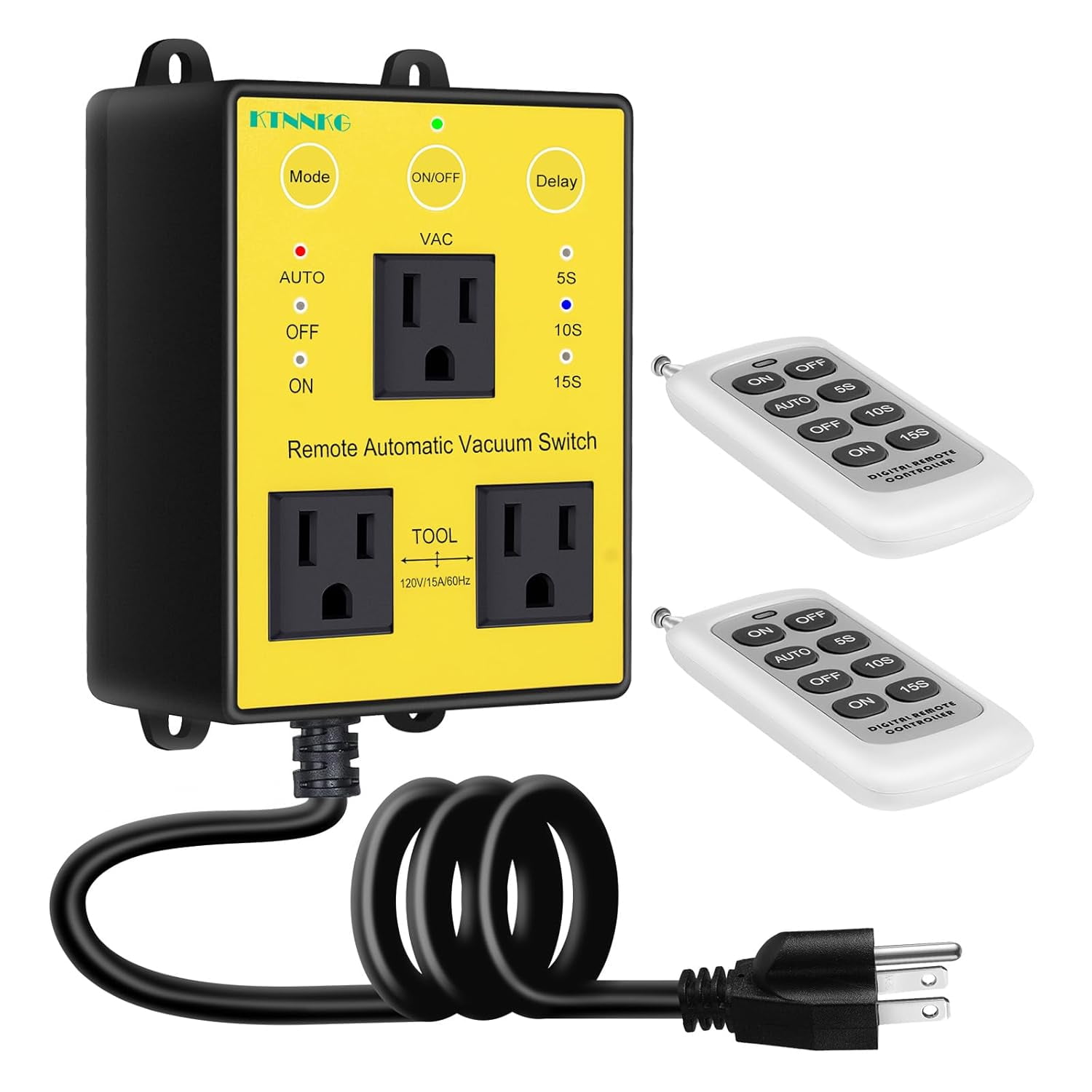 120V Remote Automatic Vacuum Switch with Extra Tools Outlet, Wireless ...