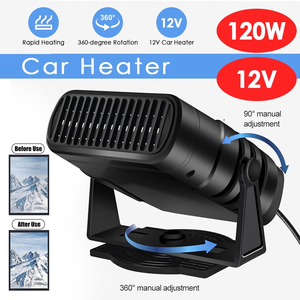 120W 12V DC Electric Car Heater Cooler, Portable Car Heater Fan 360 ...