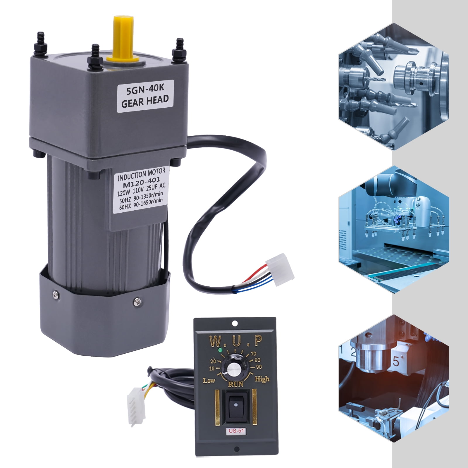 120W 40K 110V AC Motor Low Speed Mini Gearbox Electric Motor Barbecue ...
