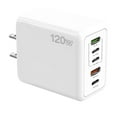 120W 5-Port Fast Charger - 3 PD Ports, Compact Design, Universal Fit ...