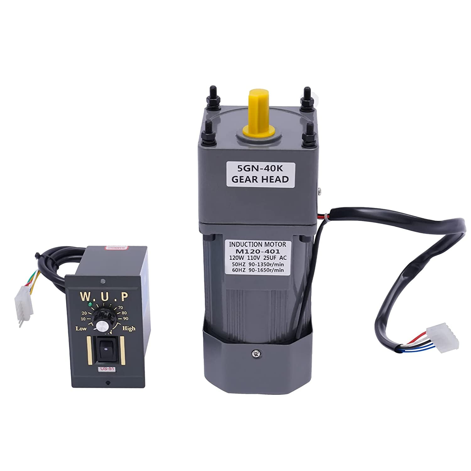 120W AC 110V Gear Motor Electric Single-Phase + Variable Speed ...