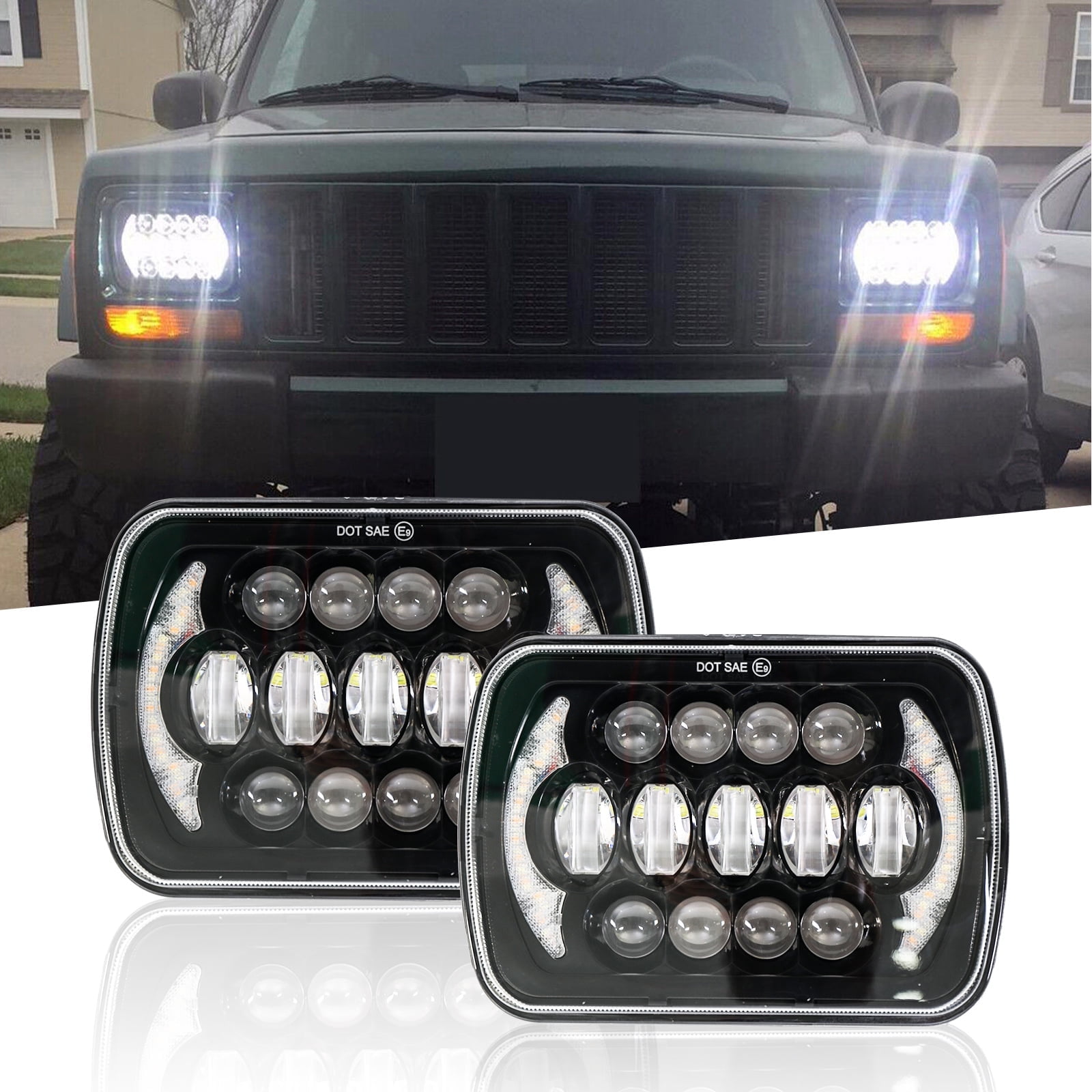 120W Brightest 5x7 7x6 Projector Led Headlights Sealed Beam H4 Plug ...