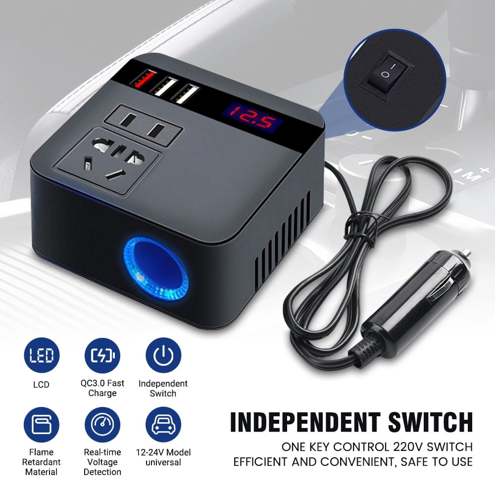DFITO 120W Car Power Inverter, Portable 12V/24V DC to 220V AC, Fast ...