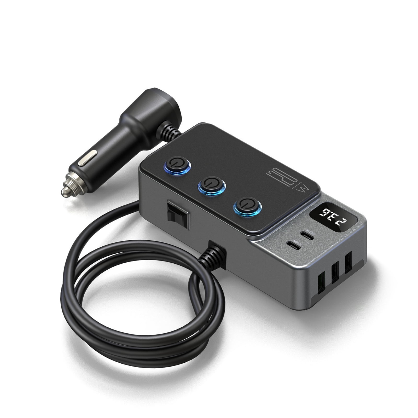 120W Cigarettes Splitter Car Charging Adapter 3 Socket USB C PD35W for ...