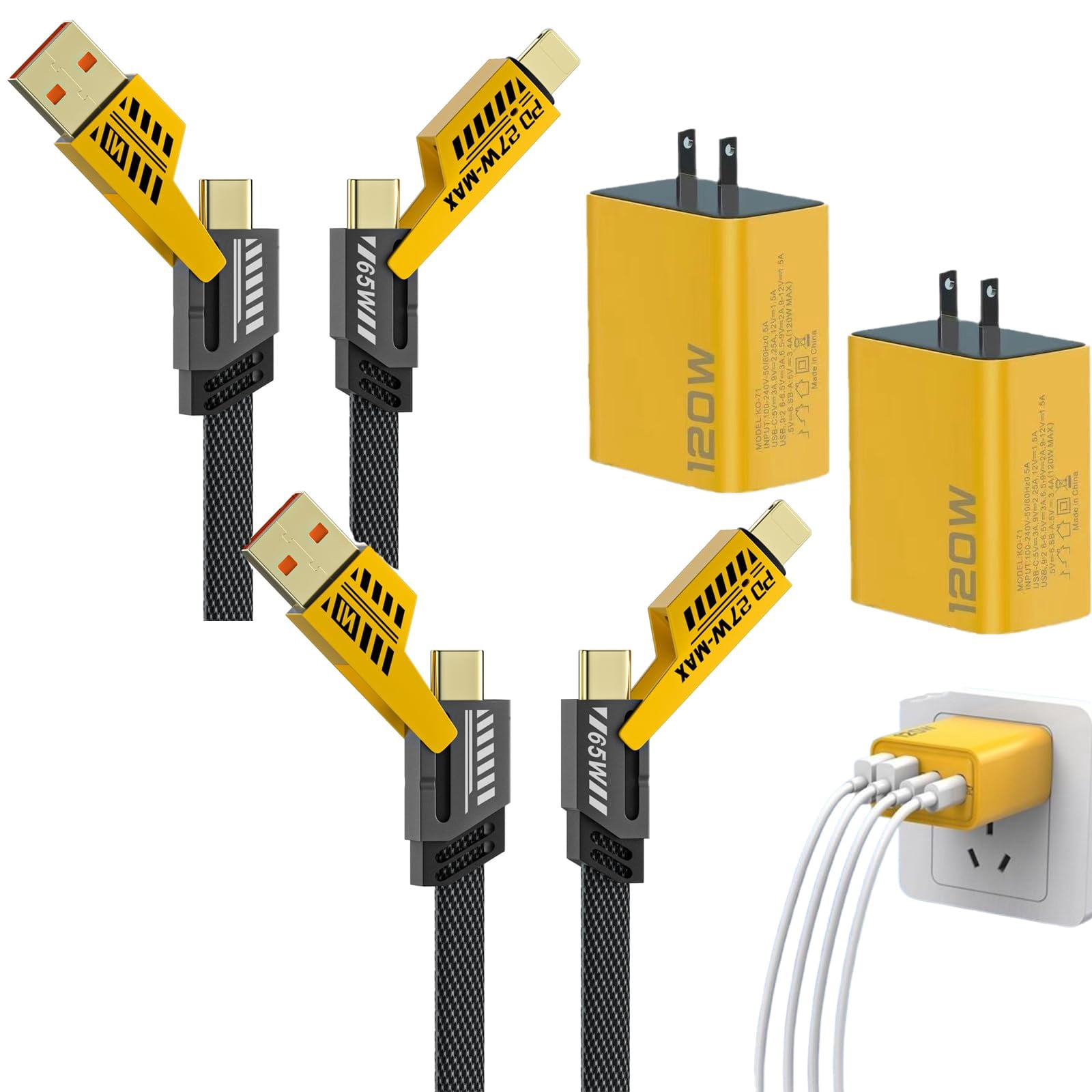 120W Dual USB & Dual Type-C Fast Charger, Fast Phone Charger ...