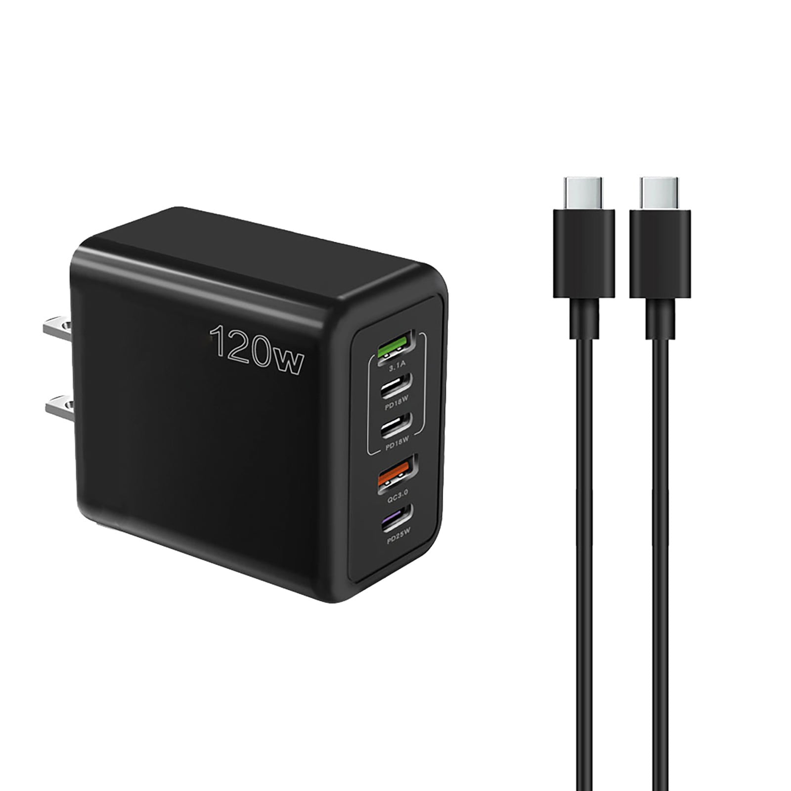 120W Fast Charger With Ports 3PD+2USB Multiport Charger Block For ...