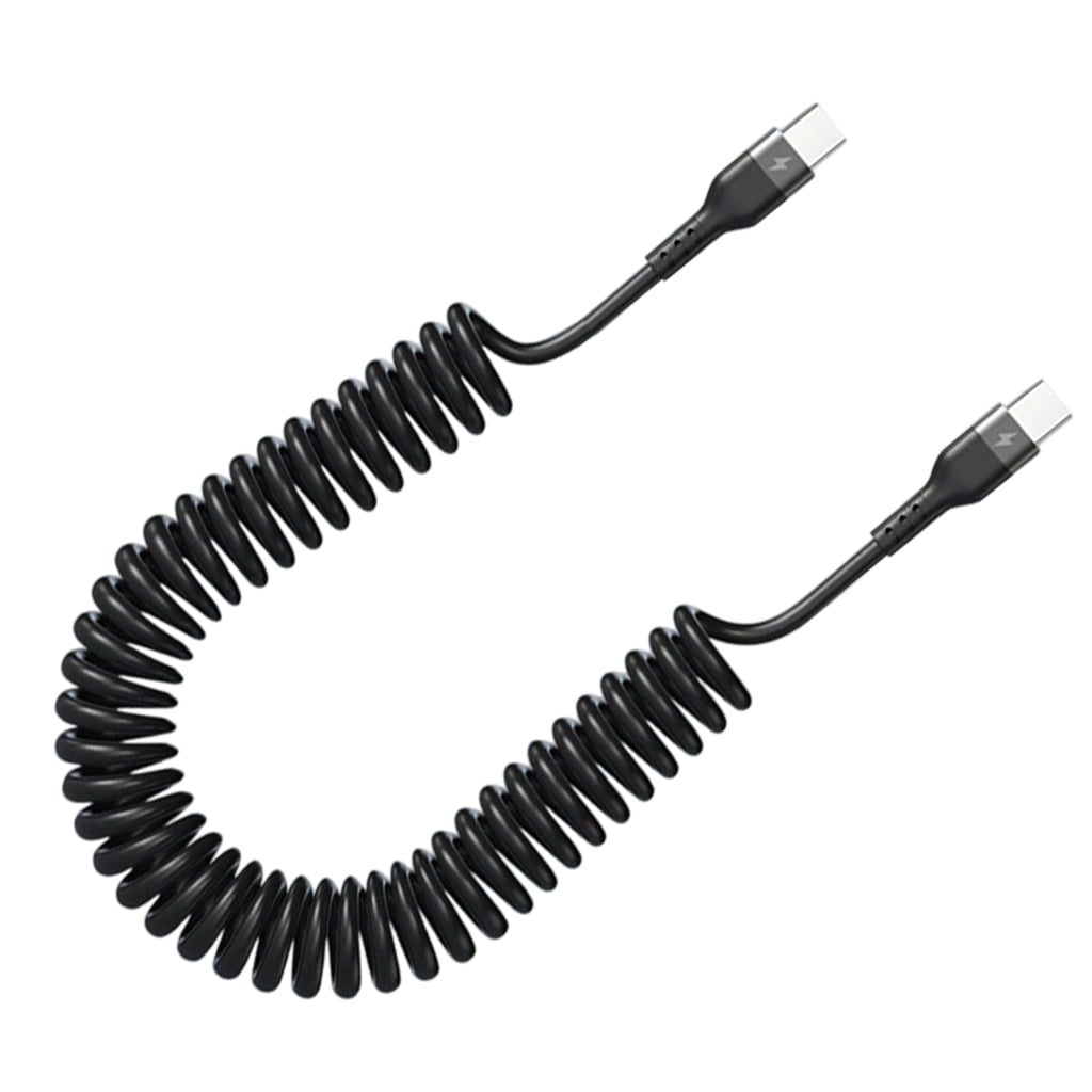 120W Fast Charging Coiled USB C Cable Output Retractables Design Heavy ...