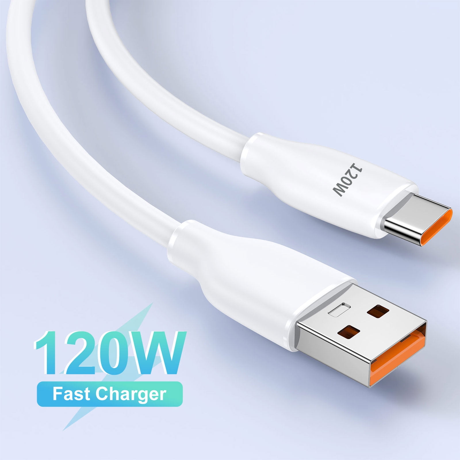 120W Fast Charging USB or Type C Cable Liquid Silicone USB-C Phone Data ...