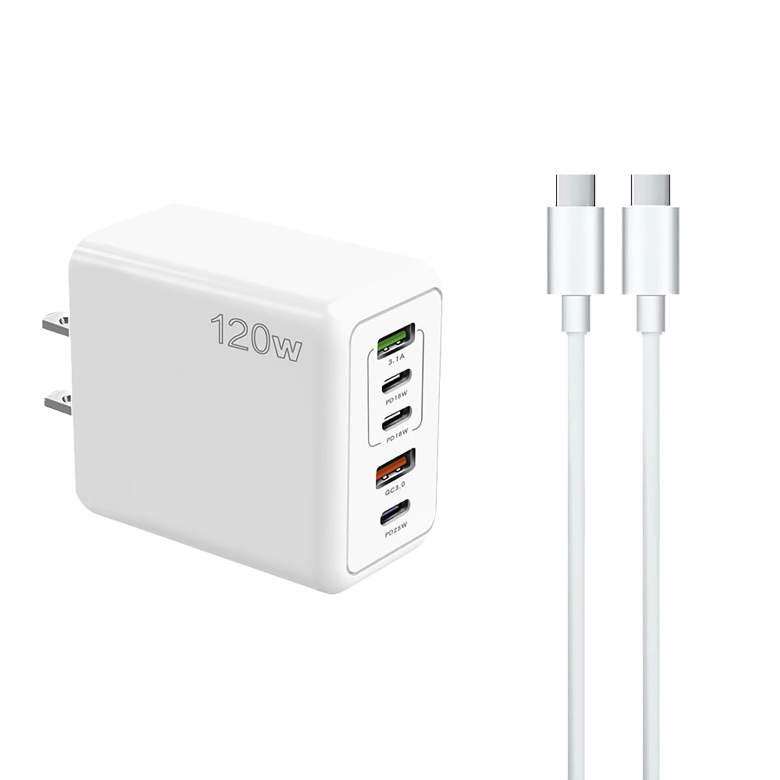 120W Fast Phone Charger - 3PD + 2 USB Multiport Charger Block for ...