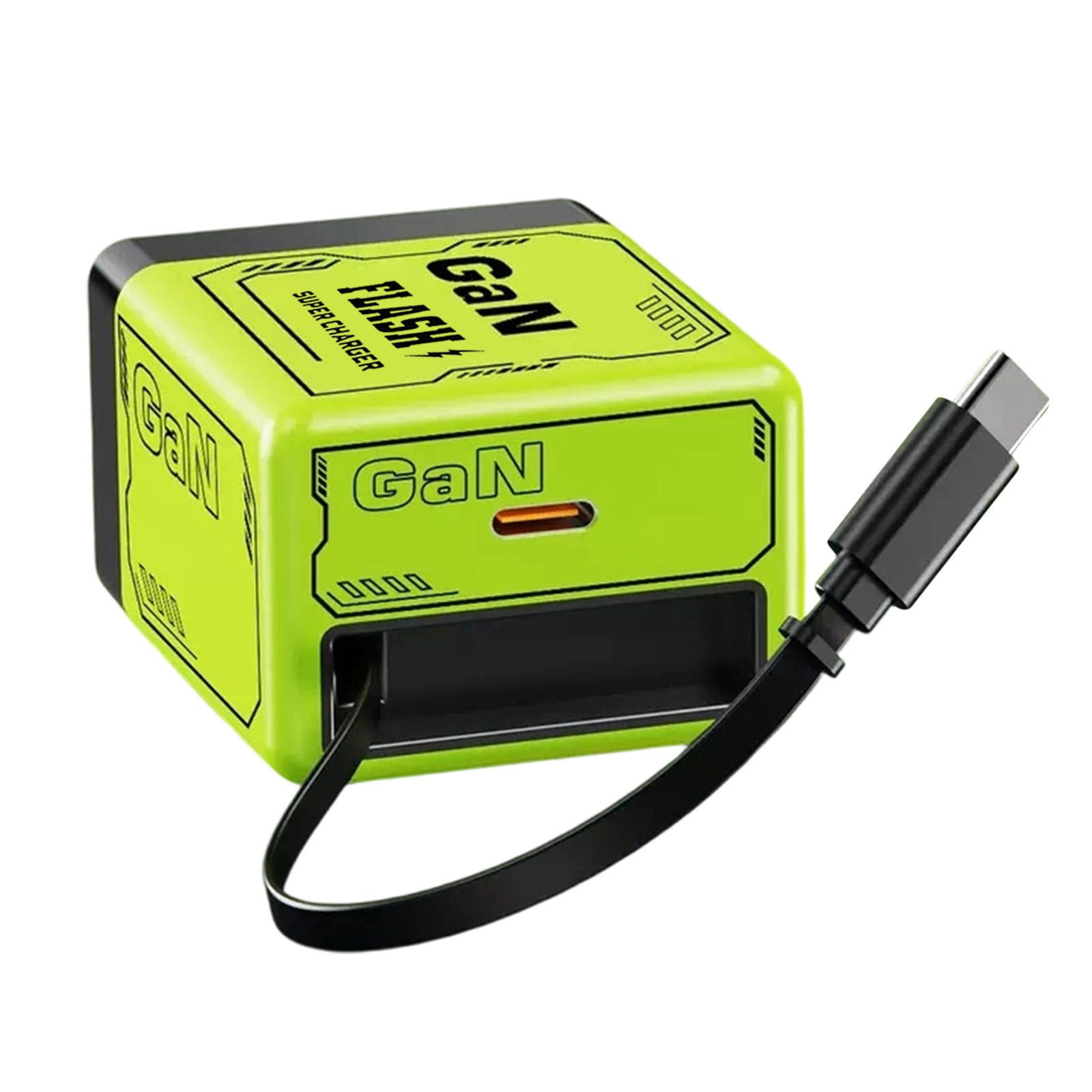 120W GaN Fast Charger 2-in-1 - Retractable USB-C Cable & USB Port Wall ...