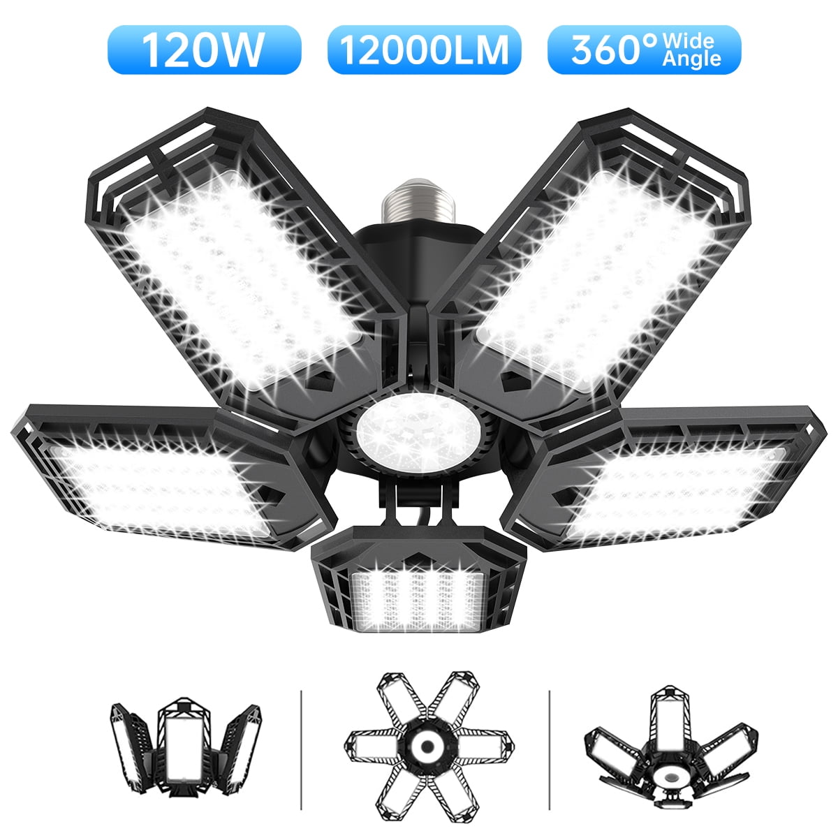 120W LED Garage Light, 12000LM 6500K Super Bright Garage Ceiling Light ...