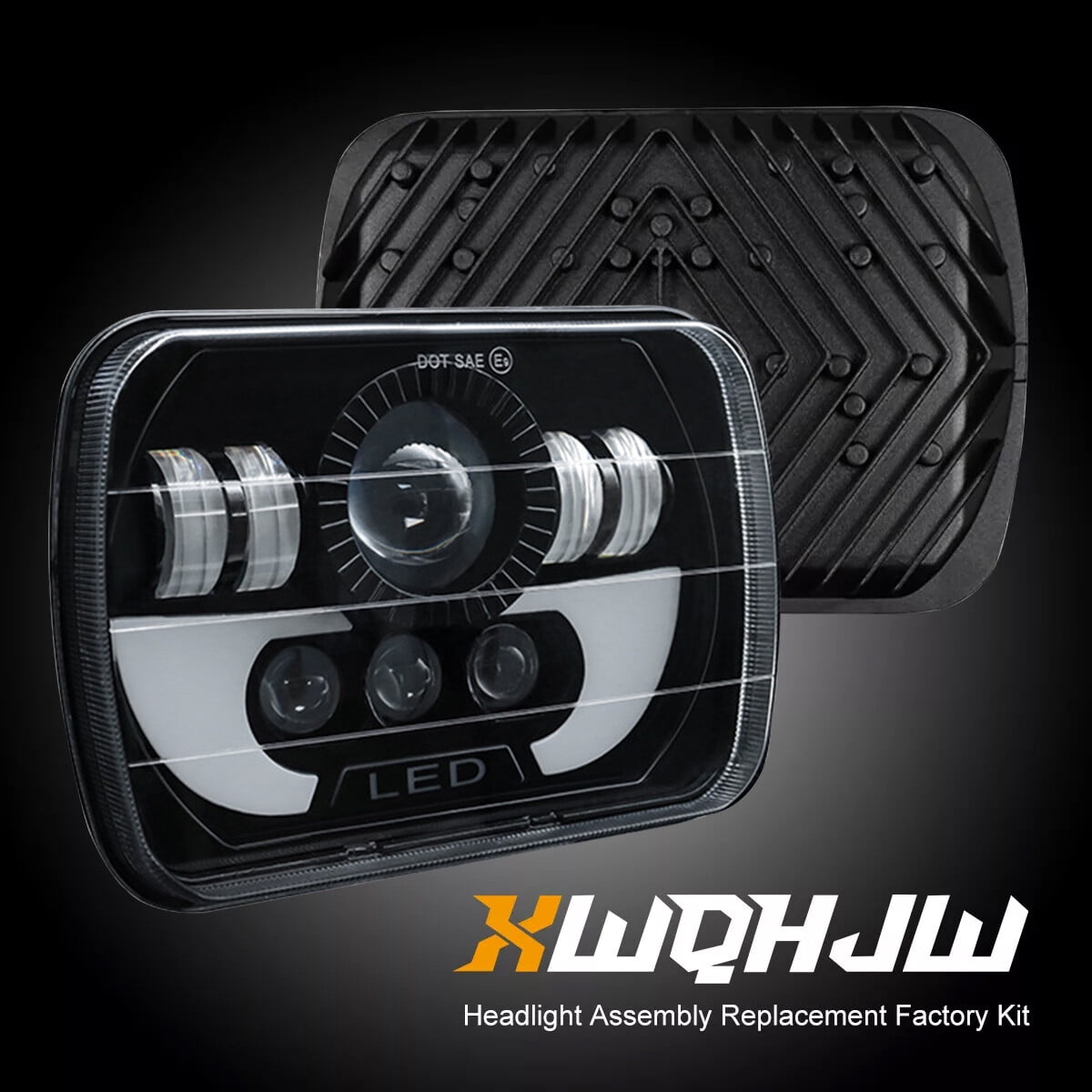 120W Pair 5x7 7x6 Square LED Headlights Hi-Lo DRL Fit Ford F650 F750 ...