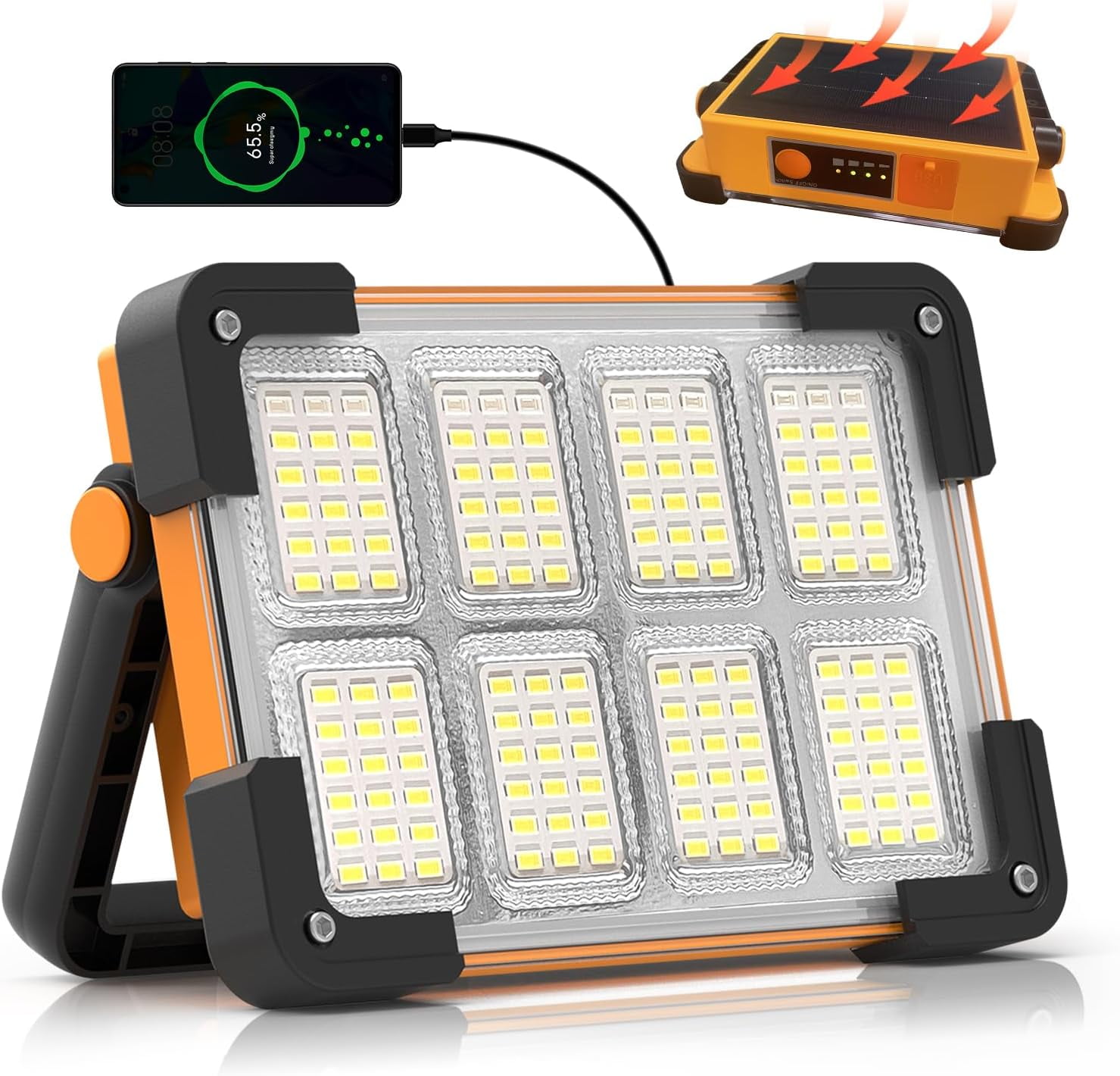 120W Solar Rechargeable Work Light, 144 LED 10000LM Led Work Light with ...