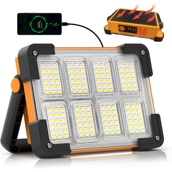 120W Solar Rechargeable Work Light, 144 LED 10000LM Led Work Light with ...