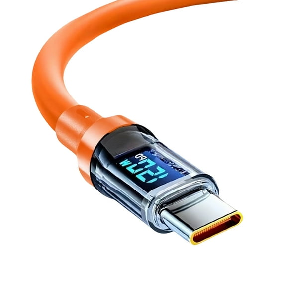 120W Super Fast Charging Type C Cable Dynamic Digital Display Real Time ...