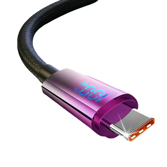 120W Super Fast Charging Type C Cable Dynamic Digital Display Real Time ...