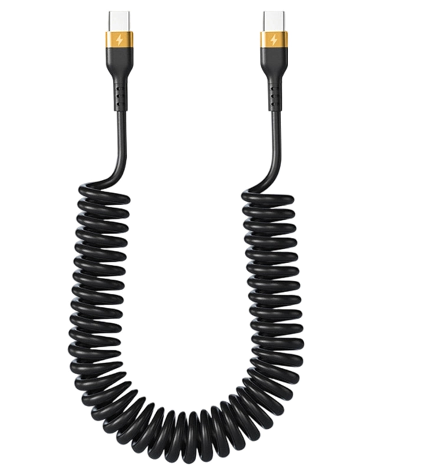 120W Two USB C Chargers Cable Heavy Duty PVC Spring Design TangleFree ...