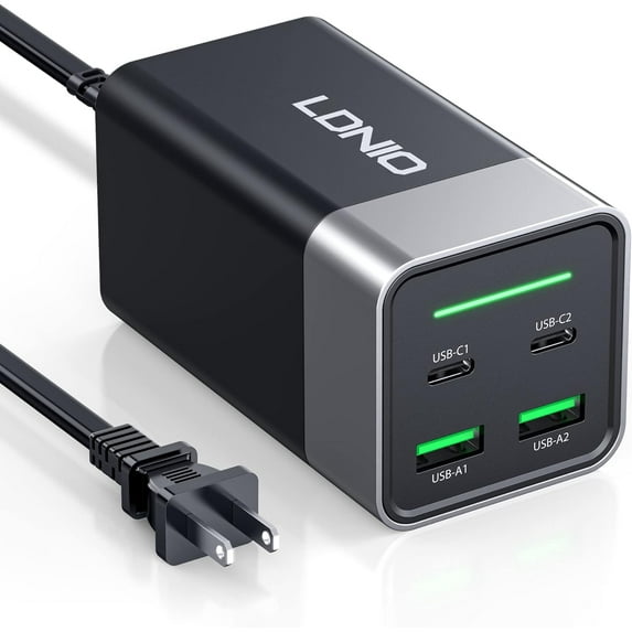 USB C Charger 120W 4 Ports GaN III Fast Desktop Charger with 2 USB-C +2 ...