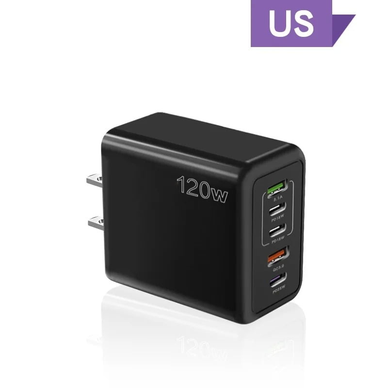 120W USB C PD Charger 5 Ports Type C Fast Charging Mobile Phone Adapter ...