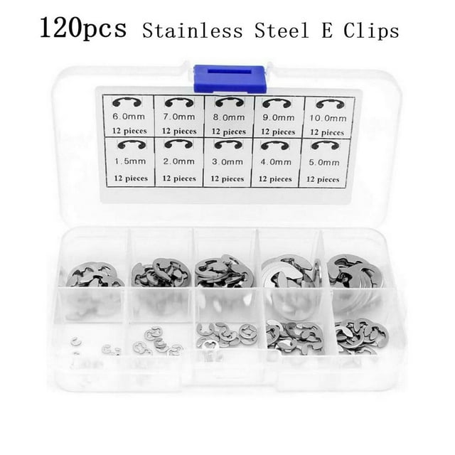 120X Assorted M1.5 - M10 Stainless E Clips C Circlip Kit Retaining Snap ...