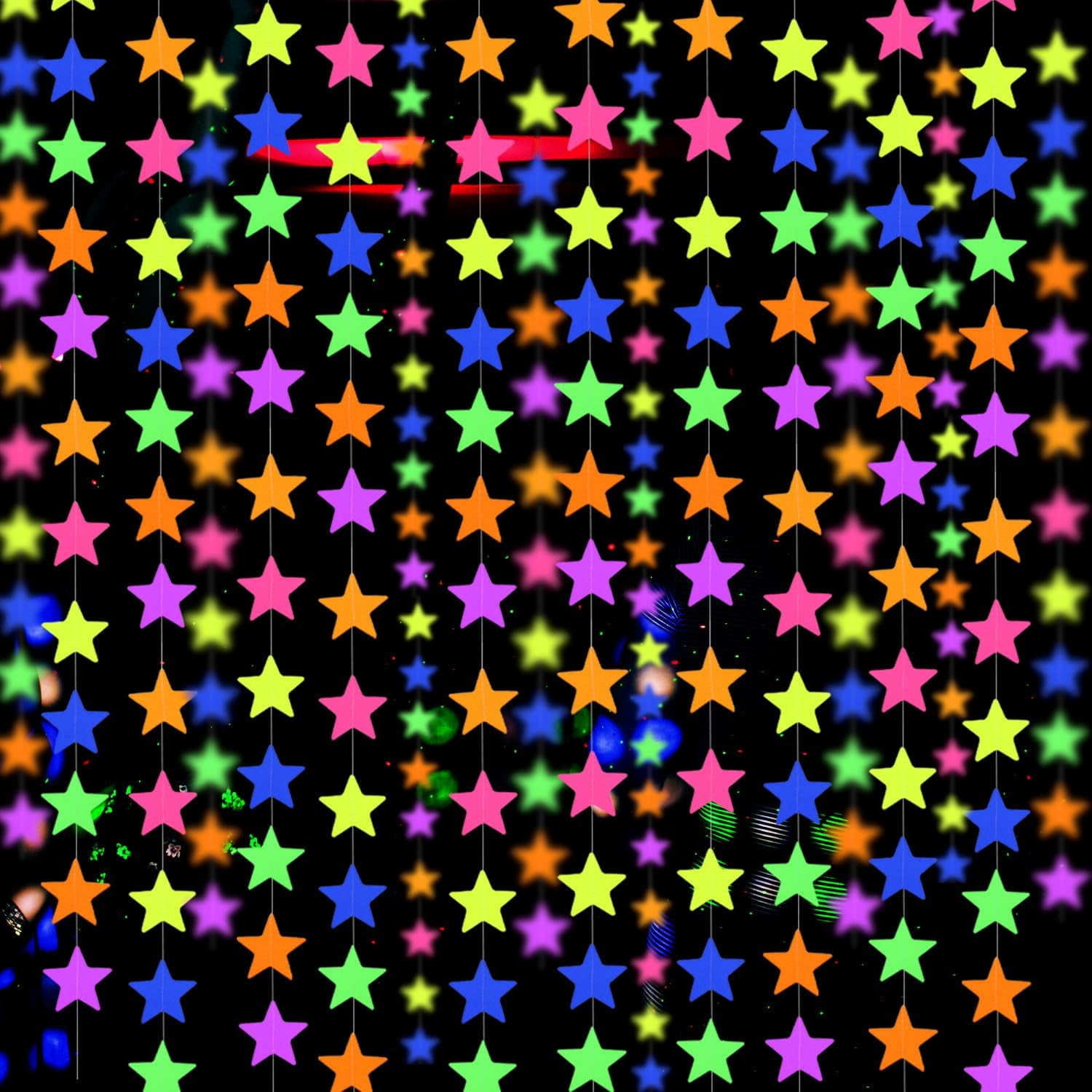 120feet UV Star Paper Neon Garland Neon Streamers Black Light Neon ...