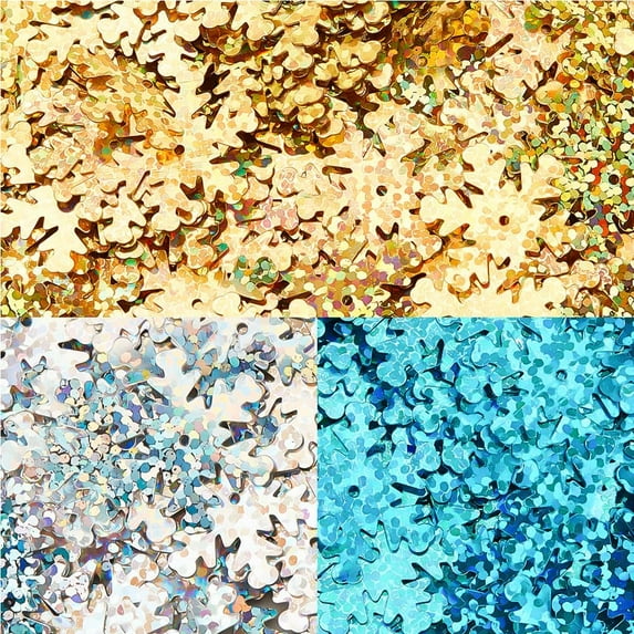 120g 3 Colors Large Sequins with Hole Flat Snowflake Shape Sequin ...