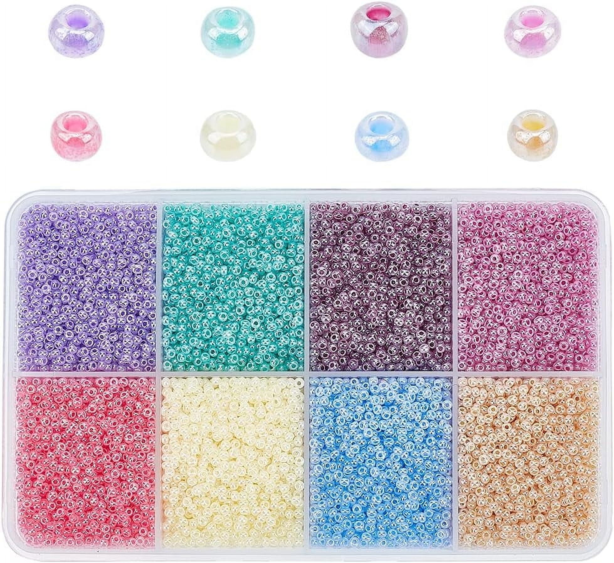 120g 8 Styles 12/0 Glass Seed Beads, 2mm Imitation Jade Glass Seed ...
