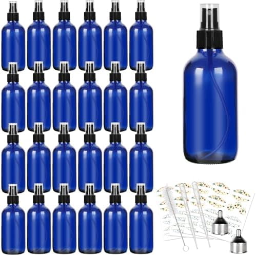 120ml 16 Pack 4oz Blue Glass Spray Bottles with Fine Mist Sprayers ...