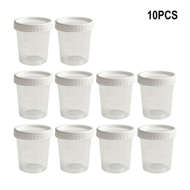120ml Laboratory Measuring Cup With Lids Plastic Specimen Sample Jars ...