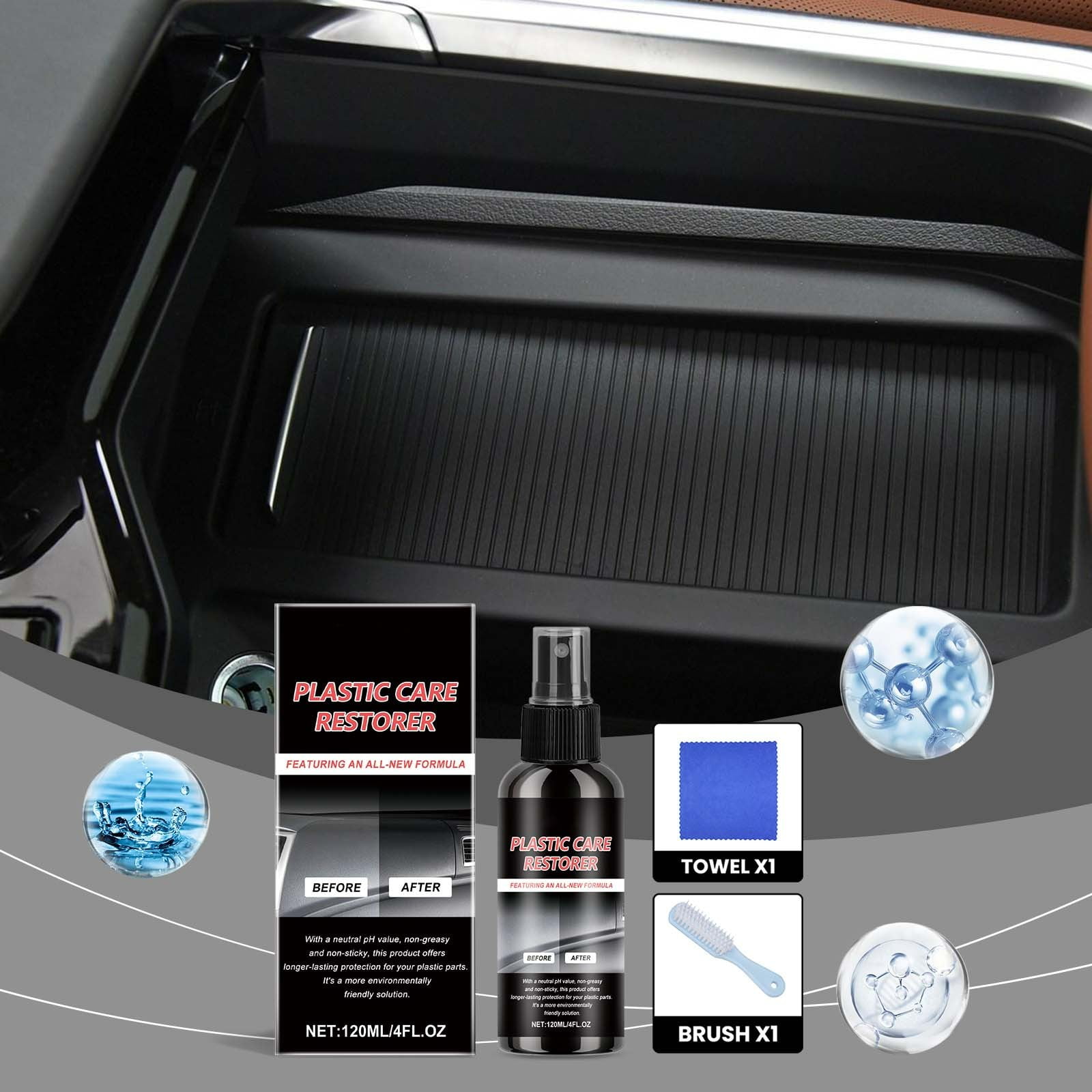 120ml Plastic Restorer Spray Crystal Coating For Faded Trims Headlights ...