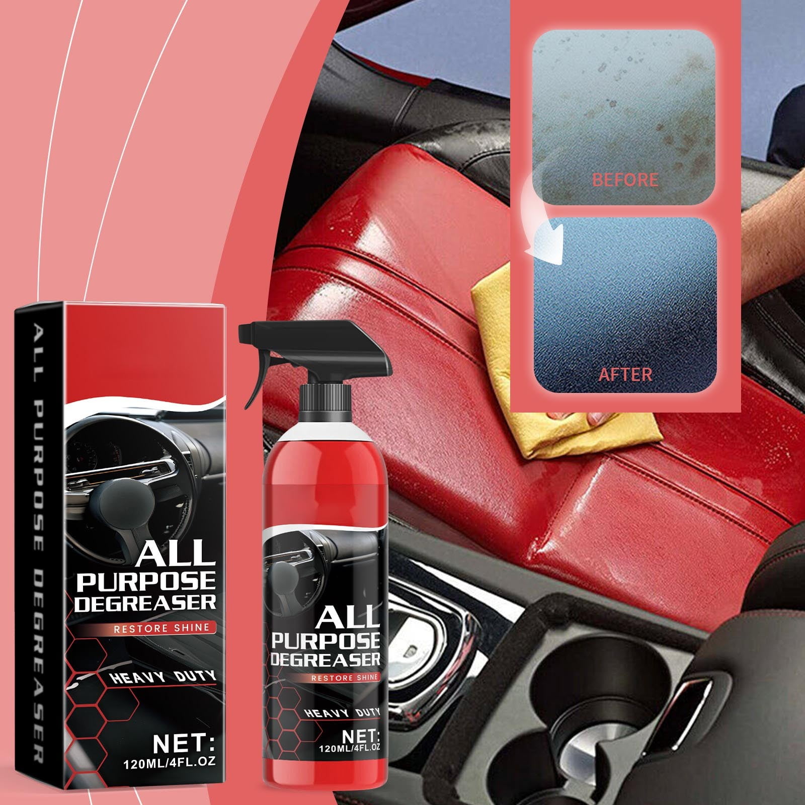 120ml All Purpose Degreaser Heavy Duty Cleaner for Car Interior and ...