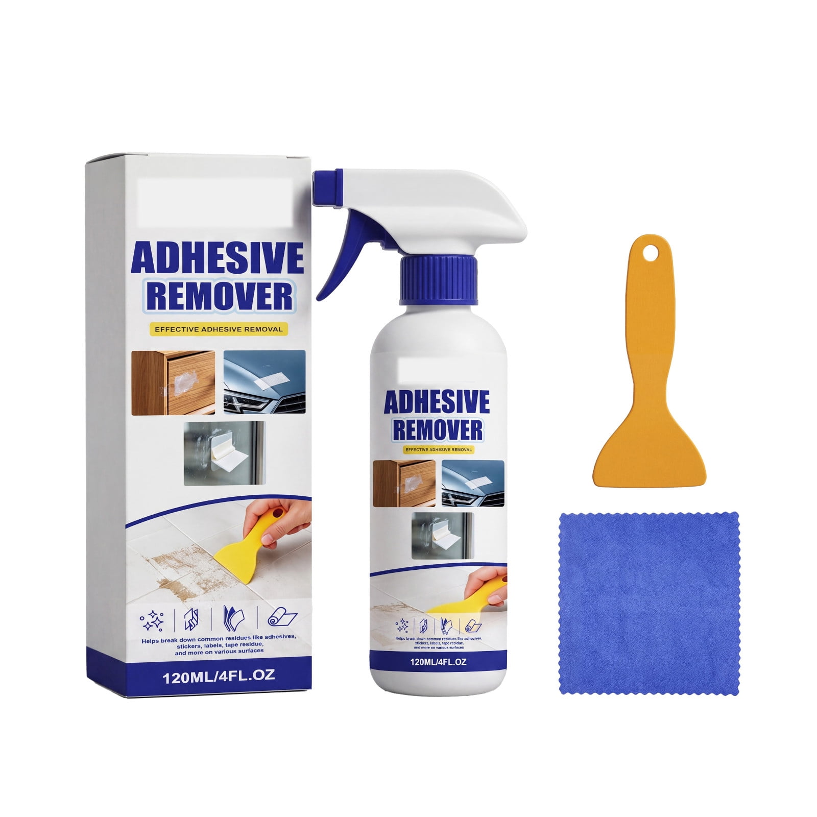 120ml Sticker And Tape Remover With Scraper And Cloth Safe For Multiple ...