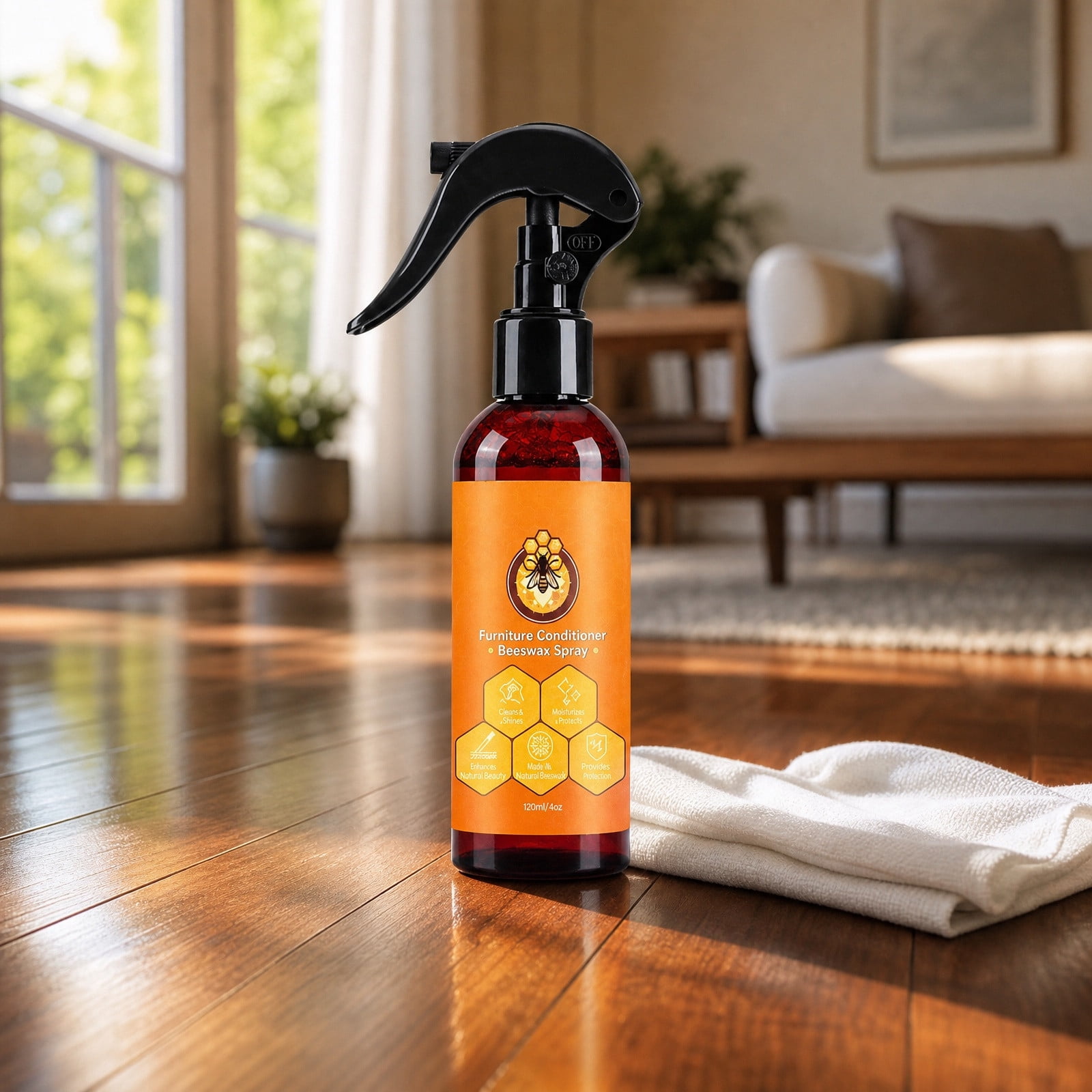 120ml Wood Floor and Furniture Polishing Cleaner Spray, 2 in 1 Clean ...