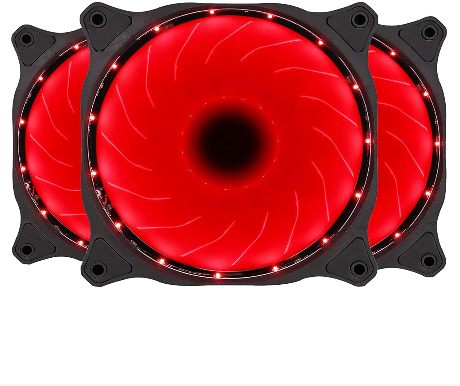 120mm Computer Case Fans 12cm PC Red LED Case Fan Quiet 12V 3 Pin ...