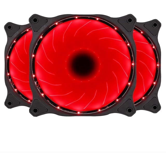 120mm Computer Case Fans 12cm PC Red LED Case Fan Quiet 12V 3 Pin ...