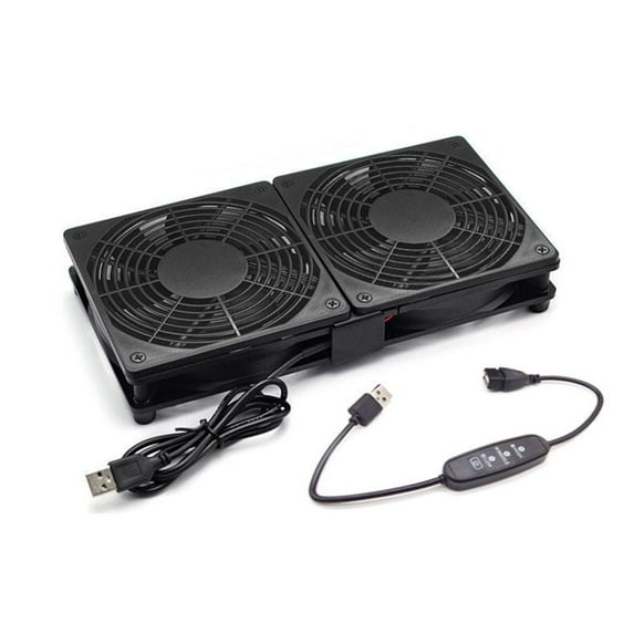 120mm Dual Router Fan Cooler with Adjustable 3 Speeds, 5V USB Powered ...