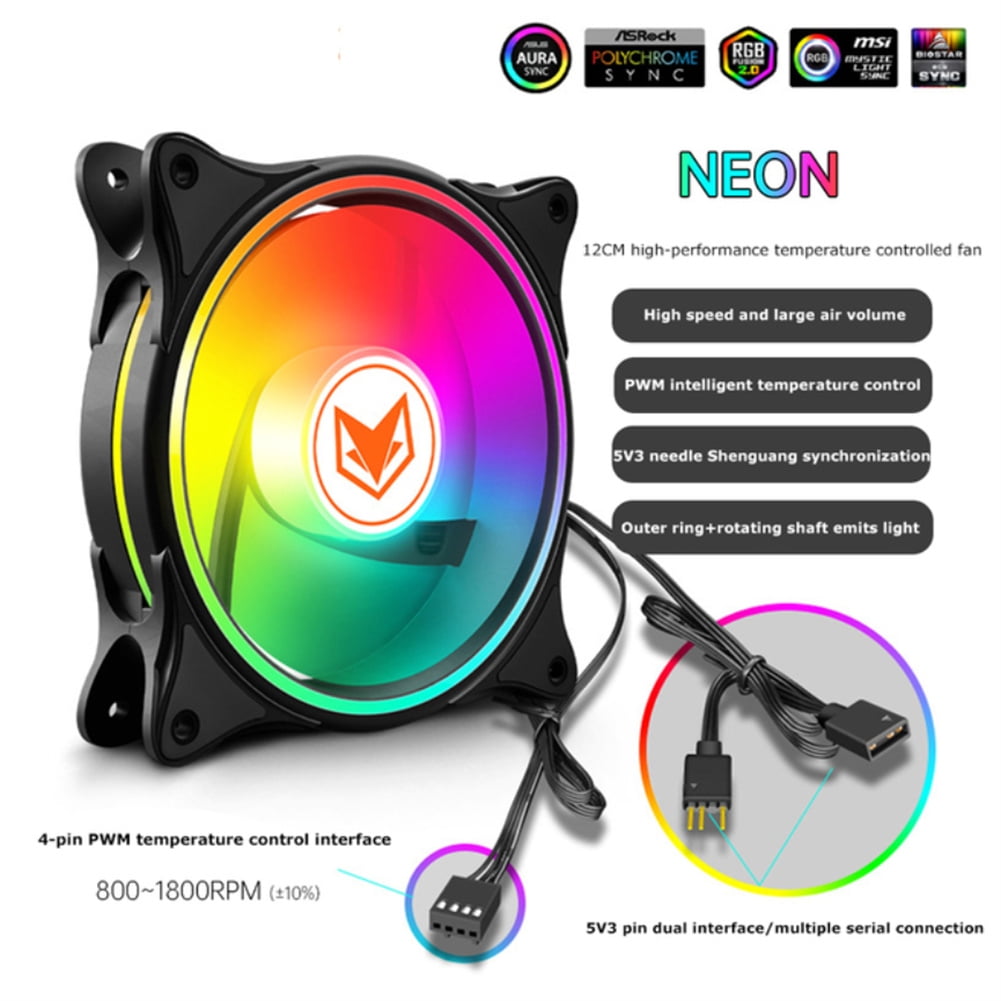 120mm RGB ARGB Fan Cooler PWM 4PIN 5V 3PIN Ventilator Hydraulic ...