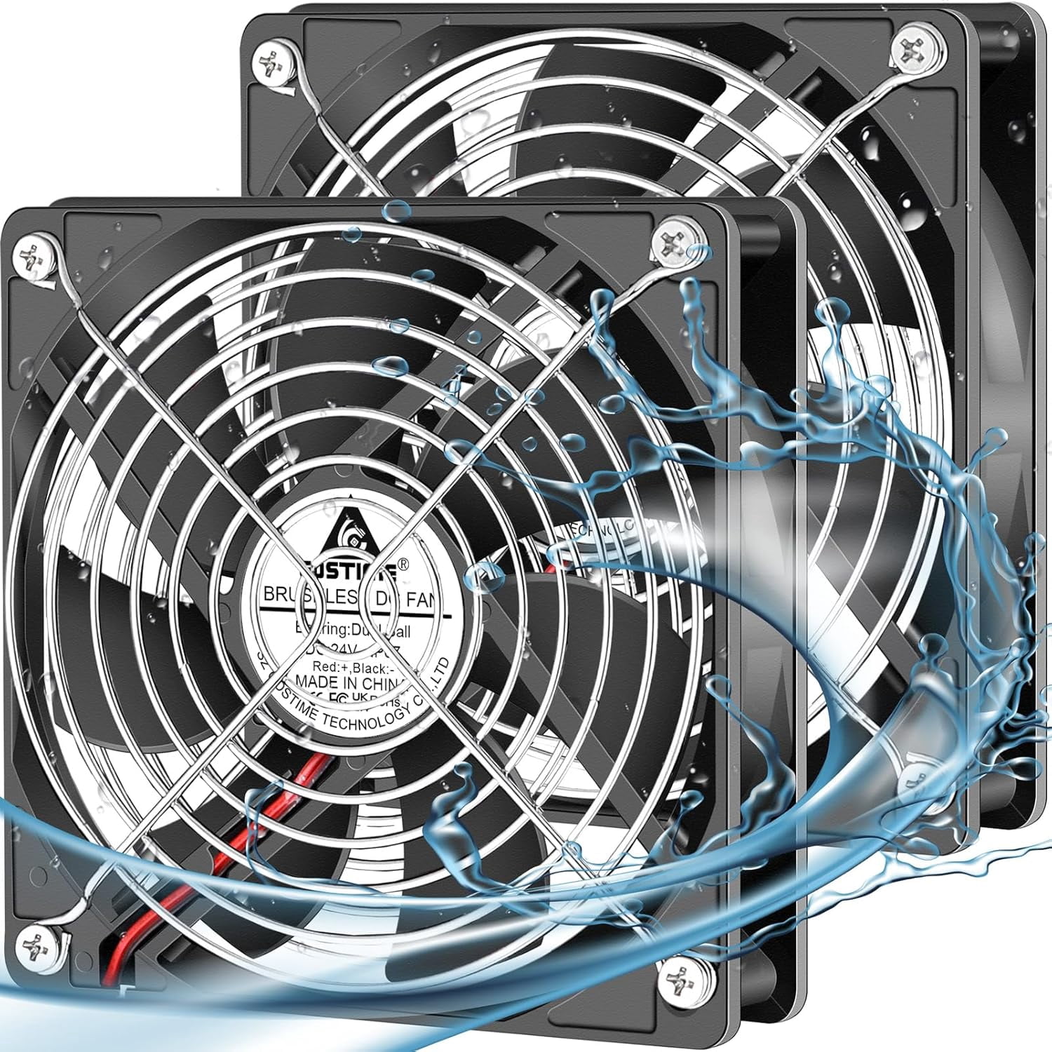 120mm x 25mm Waterproof Fan, 24V DC IP67 Rating High Speed Dual Ball ...